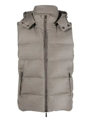 MOORER Hooded Padded Gilet - Neutrals