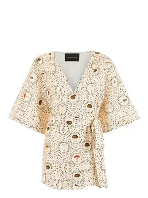 OLYMPIAH Mushroom-print Top - Neutrals