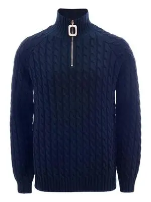 JW Anderson Henley Cable-knit Jumper - Blue