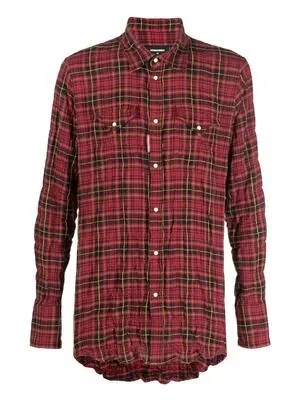 Dsquared2 Checked Cotton-blend Shirt - Red