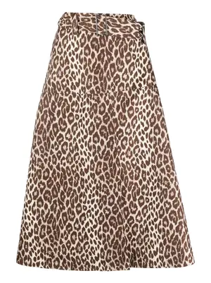 JIL SANDER Leopard-print Midi Skirt - Neutrals