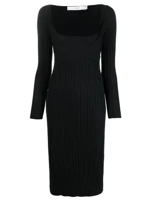 IRO PARIS Ribbed-knit Midi Dress - Black