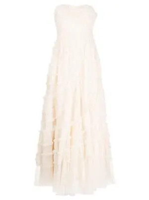 NEEDLE & THREAD Ruffled Detail Sleeveless Dress - Neutrals