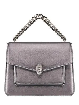 BVLGARI Serpenti Metallic Leather Top Handle Bag - Anthracite