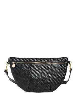 Clare V. Grande Fanny Pack - Black Woven Zig-zag