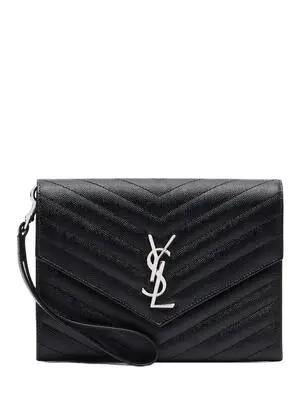 Saint Laurent Cassandre Leather Clutch - Black