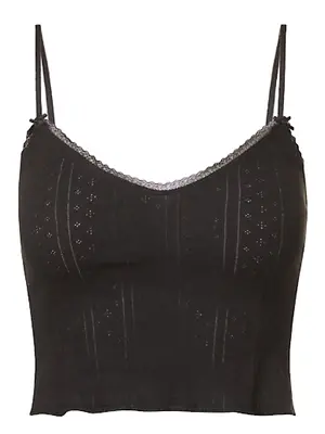 COU COU Pointelle Sleeveless Top - Black
