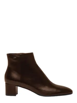 Santoni Halfrida Nappa Zip Ankle Booties - Dark Brown