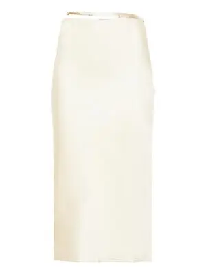 Jacquemus La Jupe Notte Stretch Satin Midi Skirt Off-white