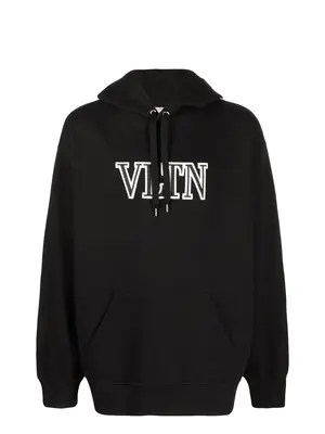 Valentino Garavani Hooded Sweatshirt With Vltn Embroidery - Black