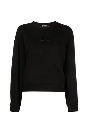 Elisabetta Franchi Embossed Logo Crew-neck Sweatshirt - Black