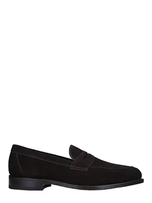 LOAKE Imperial Strap Suede Loafers Dark Brown