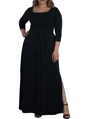 KIYONNA Maya Knit Maxi Dress Black Noir