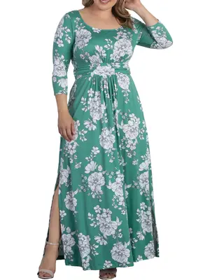 KIYONNA Maya Knit Maxi Dress Seaglass Blooms