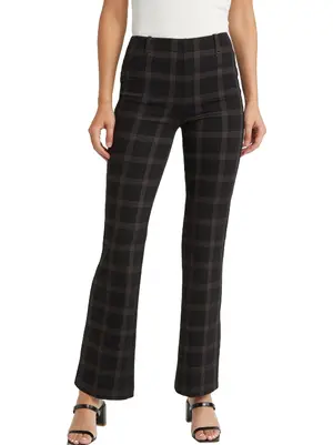 Lyssé Lysse Baby Bootcut Plaid Trousers Cold Chestnut Check