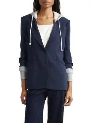 Cinq À Sept Hooded Khloe Jacket - Navy/heather Grey