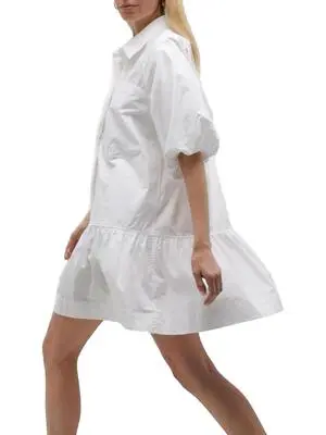 Simkhai Chrissy Puff-sleeve Mini Shirtdress - White