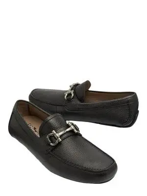 FERRAGAMO Parigi Gancini Leather Drivers - Black