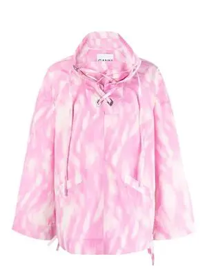 GANNI Oversized Tech Pullover Jacket - Pink