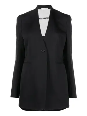 JIL SANDER Lapelless Single-breasted Blazer - Black