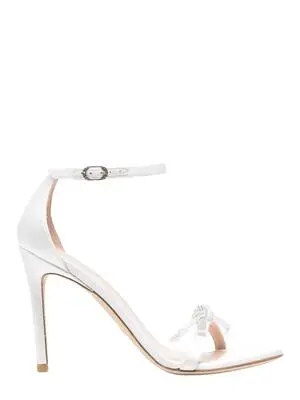 STUART WEITZMAN Nudist Crystal-bow Sandals - White