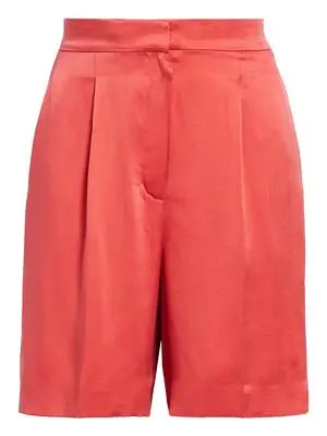 Theory Pleated Silk-satin Shorts - Coral
