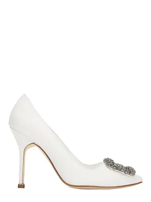 Manolo Blahnik Hangisi 105 Heel - White