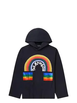 Acne Studios Oversized Logo-appliquéd Flocked-print Cotton-jersey Hoodie - Black