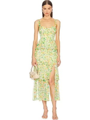 Astr The Label Midsummer Dress - Yellow Green Multi