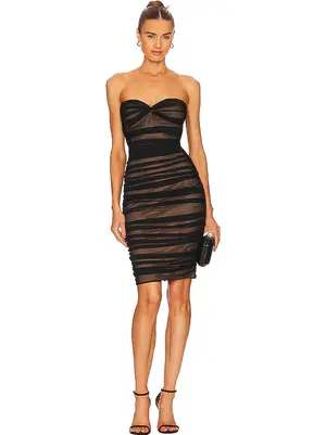 Norma Kamali Walter Midi Dress - Black Mesh