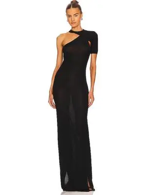 RtA Asymmetrical One Shoulder Maxi Dress With Cut Out Detail - Black