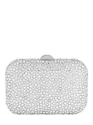 OLGA BERG Olga Berg Casey Hot Fix Encrusted Clutch Silver