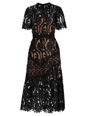 SELF-PORTRAIT Prairie Guipure Lace Midi-dress - Black