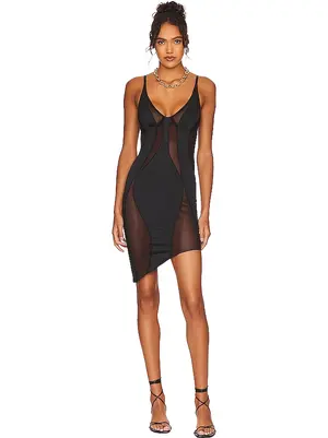 OW Swirl Mini Dress - Black Caviar