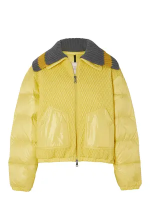 Moncler Apront Cropped Quilted Down Bomber Jacket - Yellow