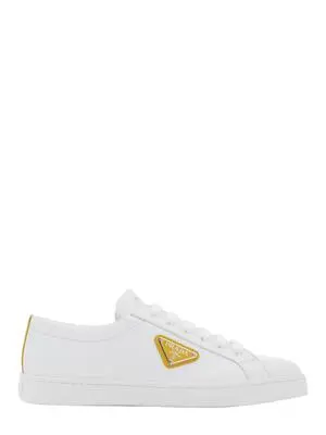 Prada Logo-detailed Leather Low-top Sneakers - White