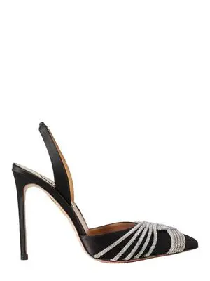 AQUAZZURA Gatsby 105 Crystal-Embellished Slingback Pumps Black