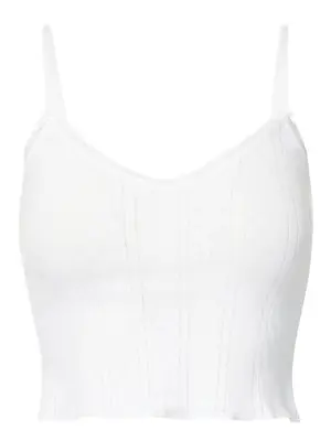 COU COU Pointelle Sleeveless Cotton Top - White