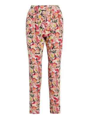 Stella McCartney Floral-print Silk-crepe Tapered Pants - Pink
