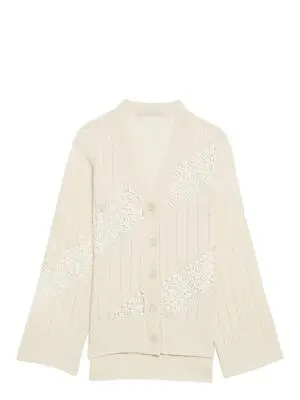 Stella McCartney Lace-trimmed Cashmere And Wool-blend Cardigan - Ecru