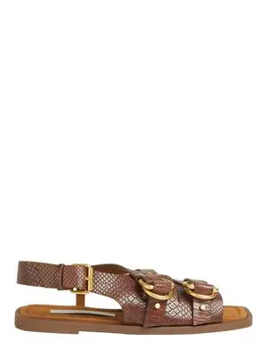 Stella McCartney Croc-effect Slingback Sandals - Brown