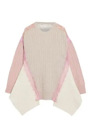 Stella McCartney Lace-trimmed Cable-knit Wool Sweater - Beige