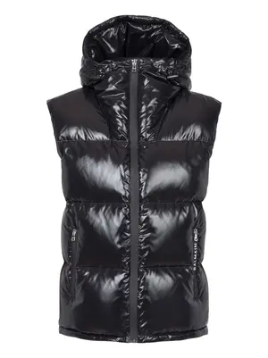 Balmain Puffer Hooded Sleeveless Jacket - Black