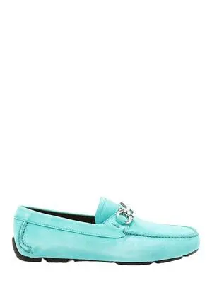 FERRAGAMO Gancini Leather Loafers - Turquoise
