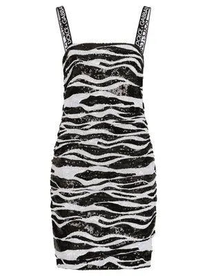 Dolce & Gabbana Sequin-embellished Zebra Print Mini Dress - Black