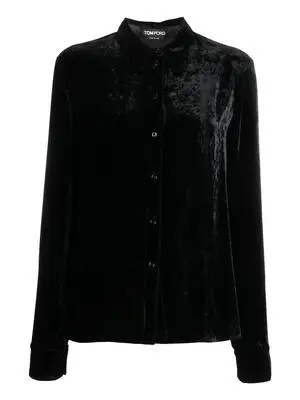 TOM FORD Crushed Silk-velvet Shirt - Black