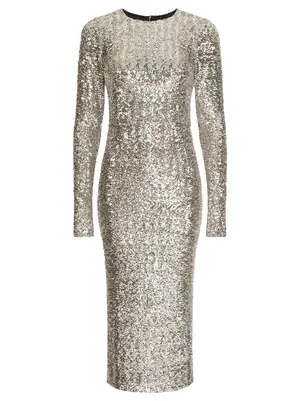 Dolce & Gabbana Sequin-embellished Midi Dress - Silver