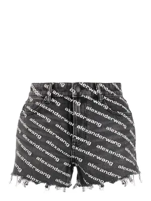 Alexander Wang Bite Logo-print Denim Shorts - Grey