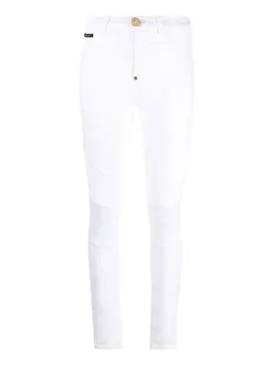 Philipp Plein Biker High-waisted Skinny Jeans - White