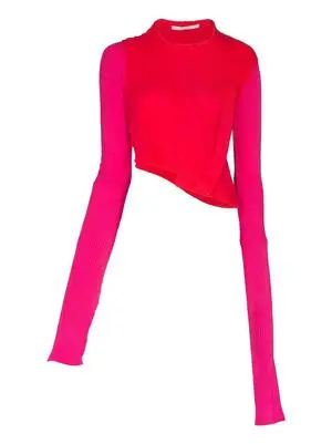 TALIA BYRE Asymmetric Ribbed-knit Jumper - Pink